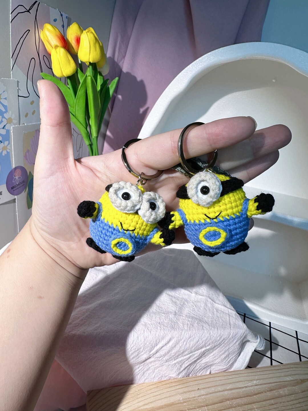 Handmade Crochet Little Minions Key Chain Bag Hanging Cute - Etsy