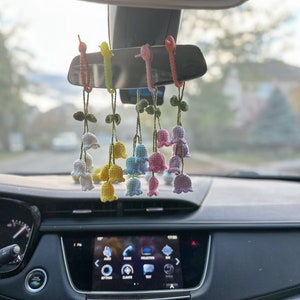 Crochet Lily of the Valley Car Hanging, Crochet Plant,bag Hanging Car ...