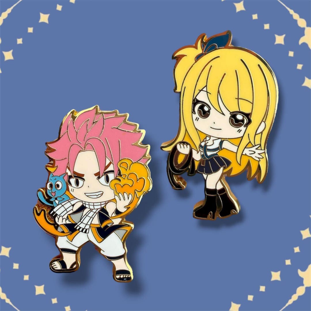 Natsu Dragneel & Lucy Enamel Pin Set | Fairy Tail Pins - Etsy