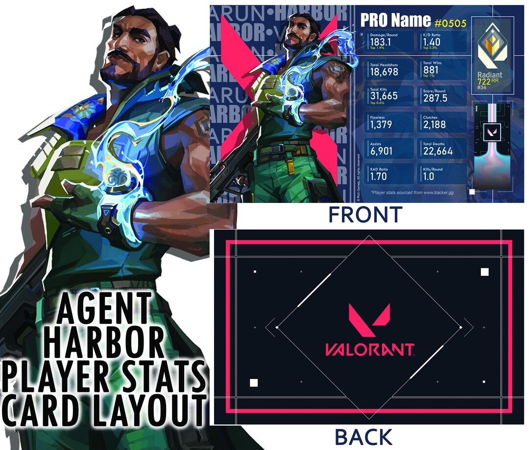 VALORANT Agent Harbor Printable Player Stats Profile Card Create Your ...