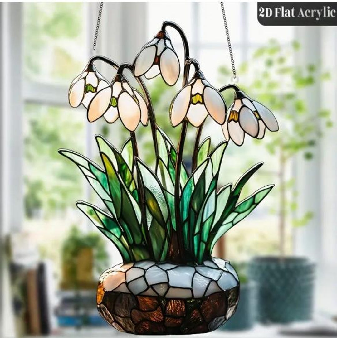 SUNCATCHER- Delicate Snowdrops Acrylic Hanging Decor, 8.3" X 11.8 ...