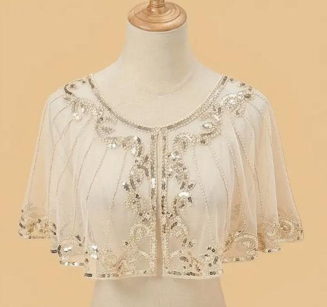 FLAPPER SEQUIN Shawl-sequin & Beaded Capelet Shawl Wrap - Lightweight ...