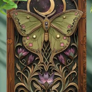 Mt168-vintage Purple Luna Moth and Moon Aluminum Metal Wall Art Home ...