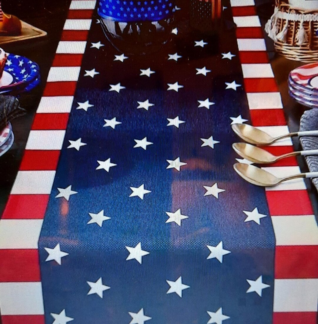 TABLE RUNNER- Red White Blue W/white Stars & Red and White Stripes - Etsy