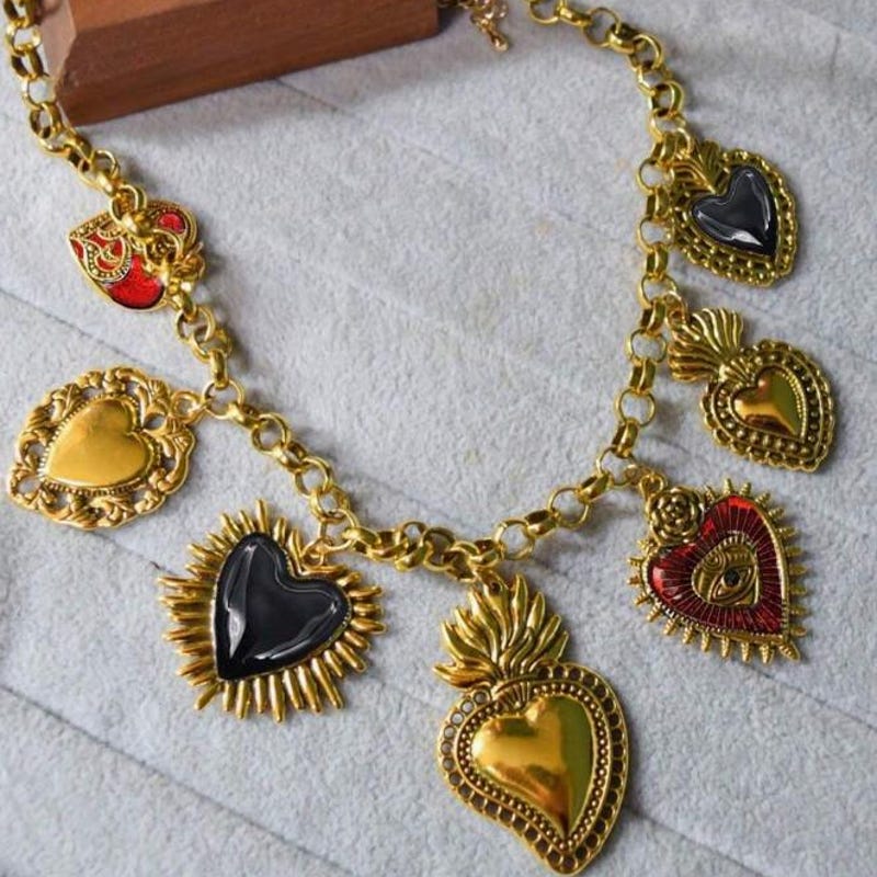 Sacred Heart Necklace - Etsy