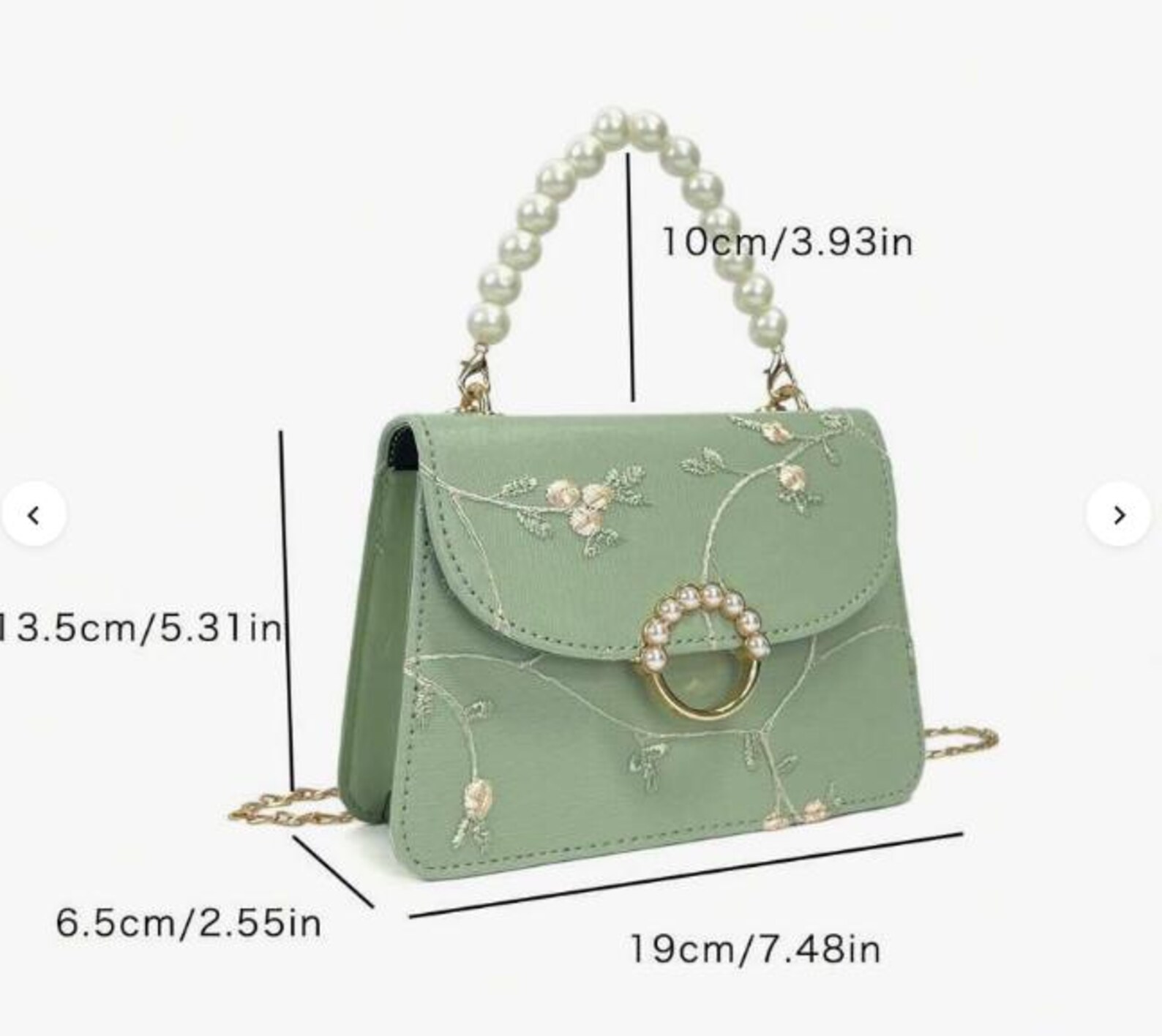 MINI Bag-mini Square Bag Flower Embroidery Faux Pearl Decor Fashionable ...