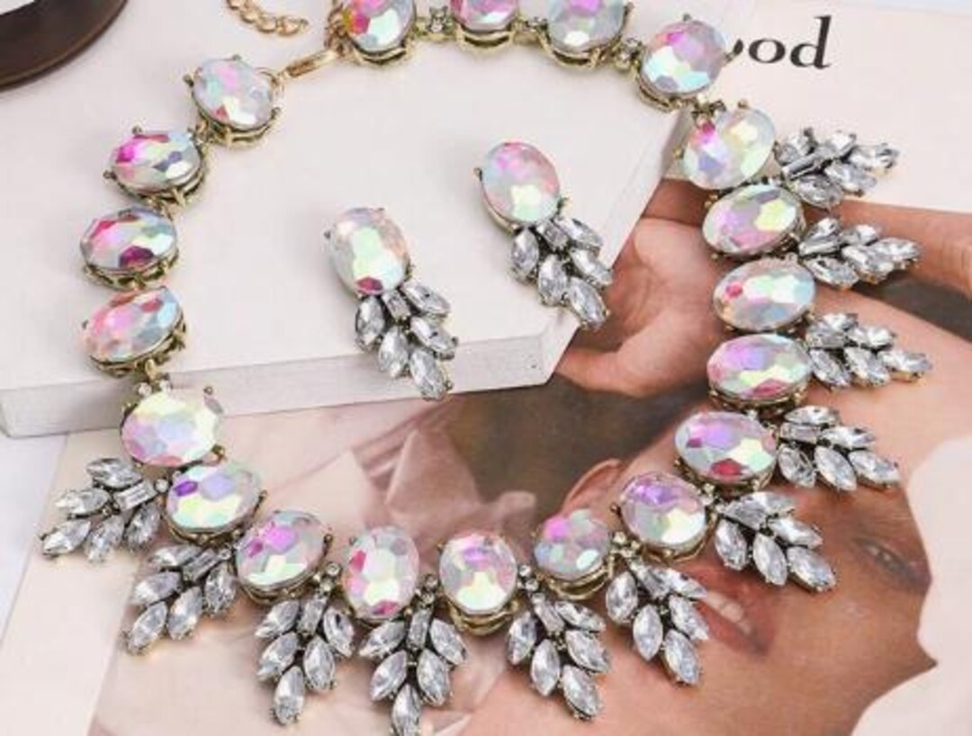Jewelry Set 3pcs Luxurious Vintage Colorful Necklace and Earrings Set ...