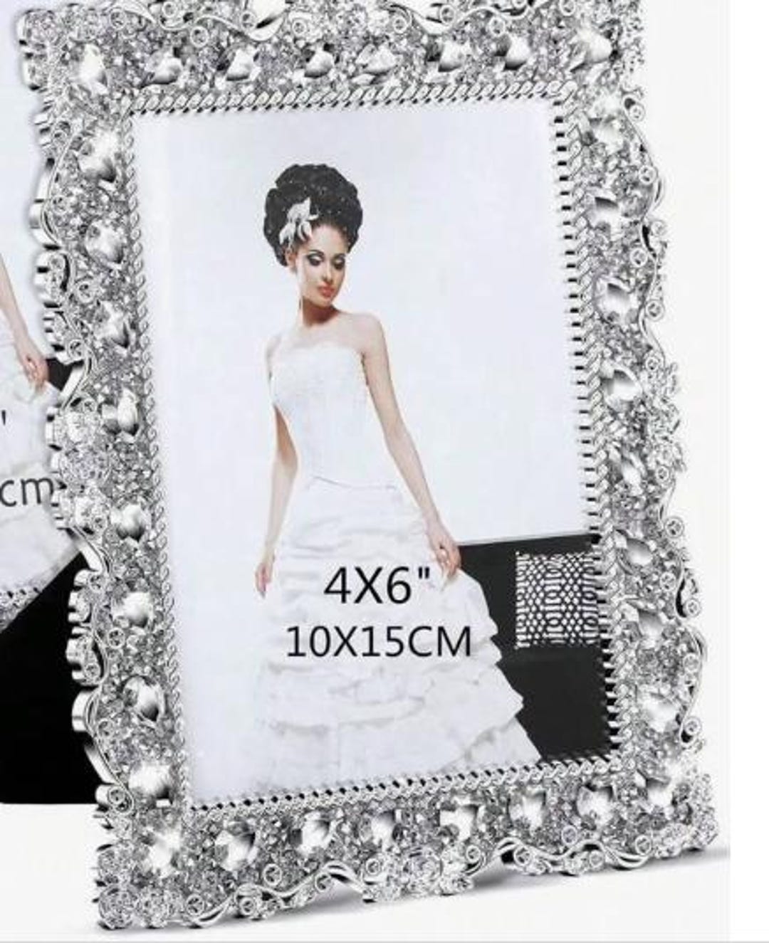 PICTURE FRAME- Silver Tone Decorative Tabletop Photo Frame, Set With ...