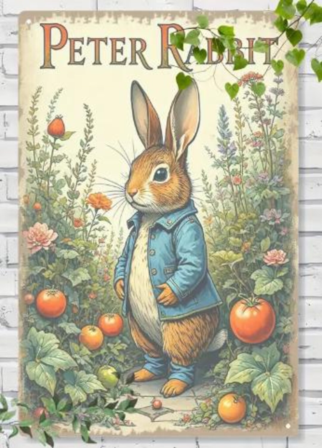 METAL ART- the Tale of Peter Rabbit Illustration, 8x12 Inch, Rustic ...