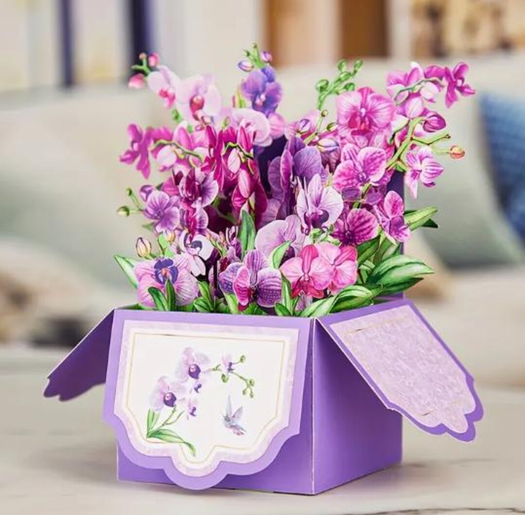 POPUP CARD- Purple Violets Greeting Card - Perfect for Birthdays, and ...