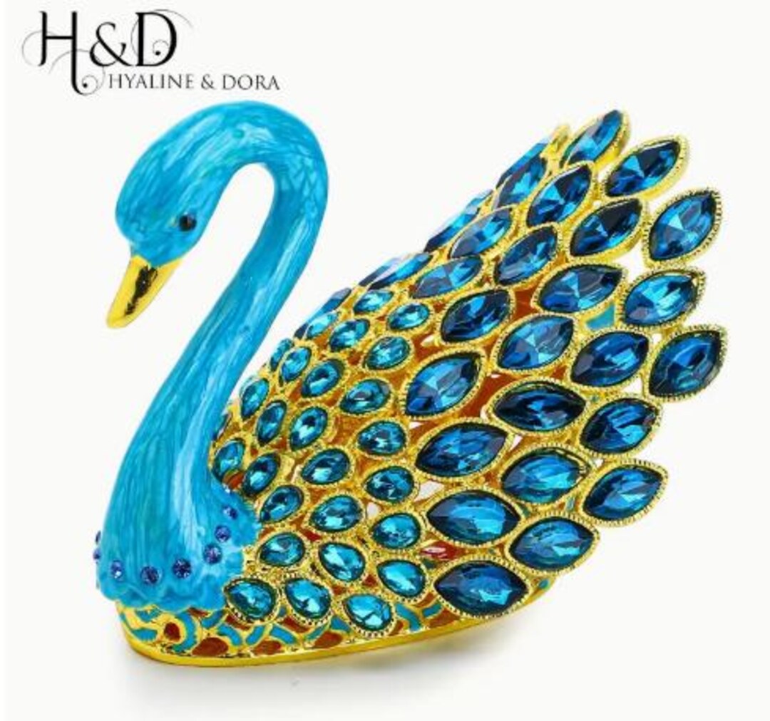 HD HYALINE and DORA Handcrafted Trinket Box 3.7 Enamel Blue Gemstone ...