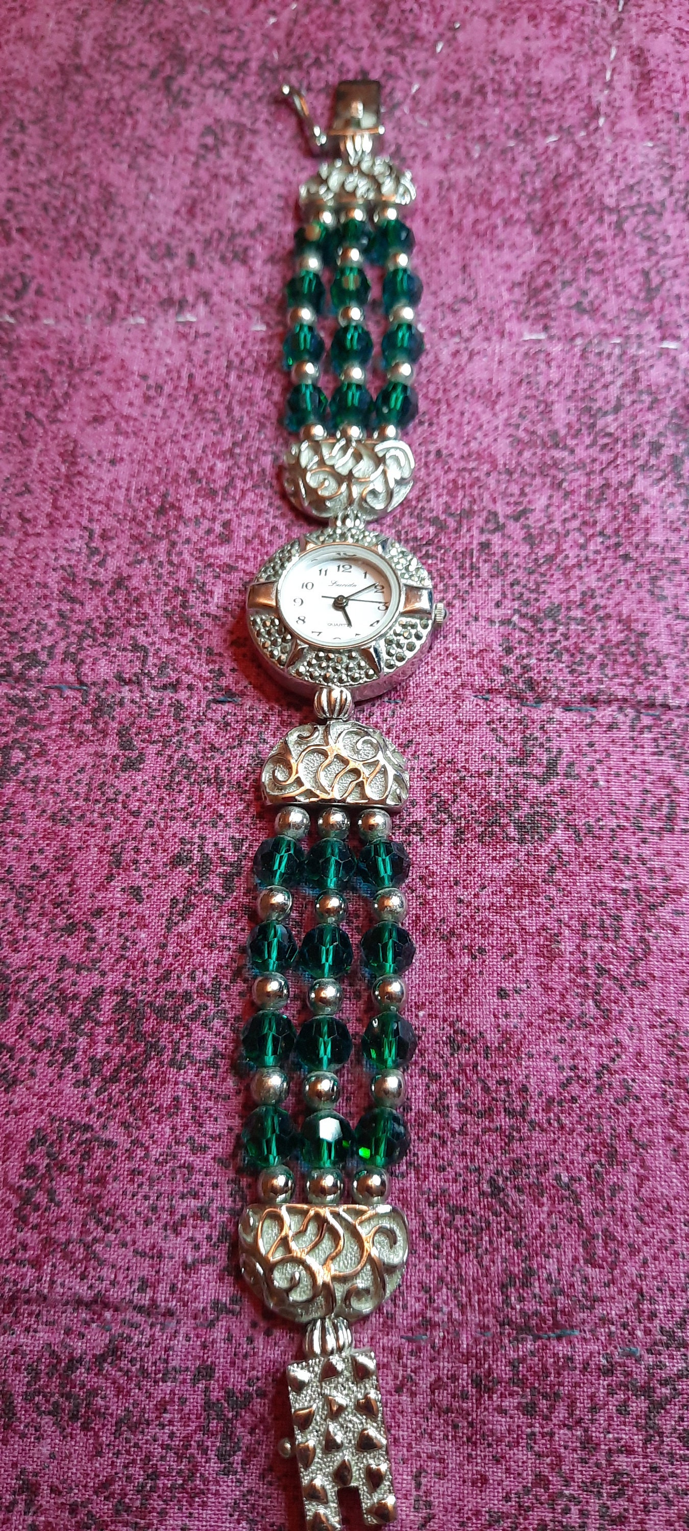 Gj012-vintage Lucida Green Crystal Bracelet Ladies Watch, Japan Mov't ...