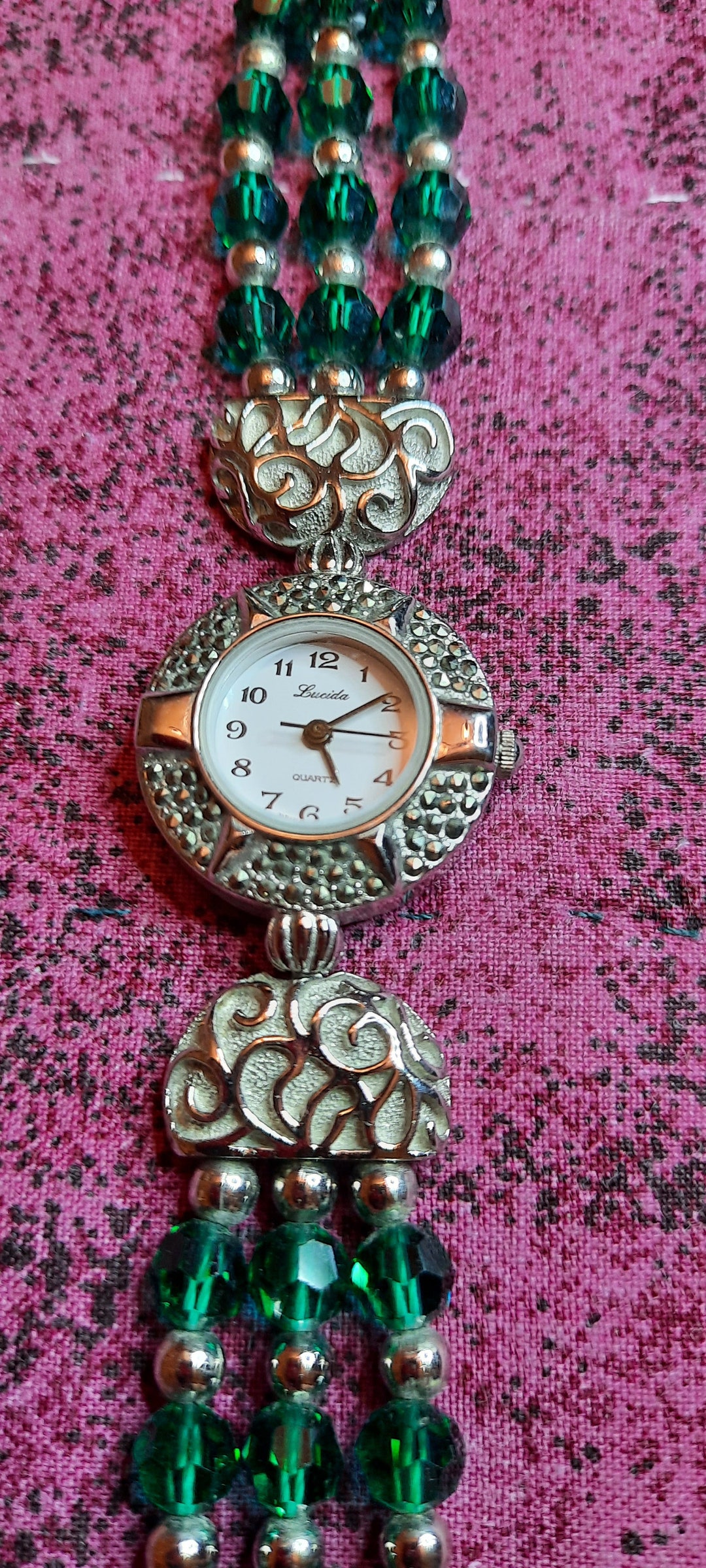 Gj012-vintage Lucida Green Crystal Bracelet Ladies Watch, Japan Mov't ...