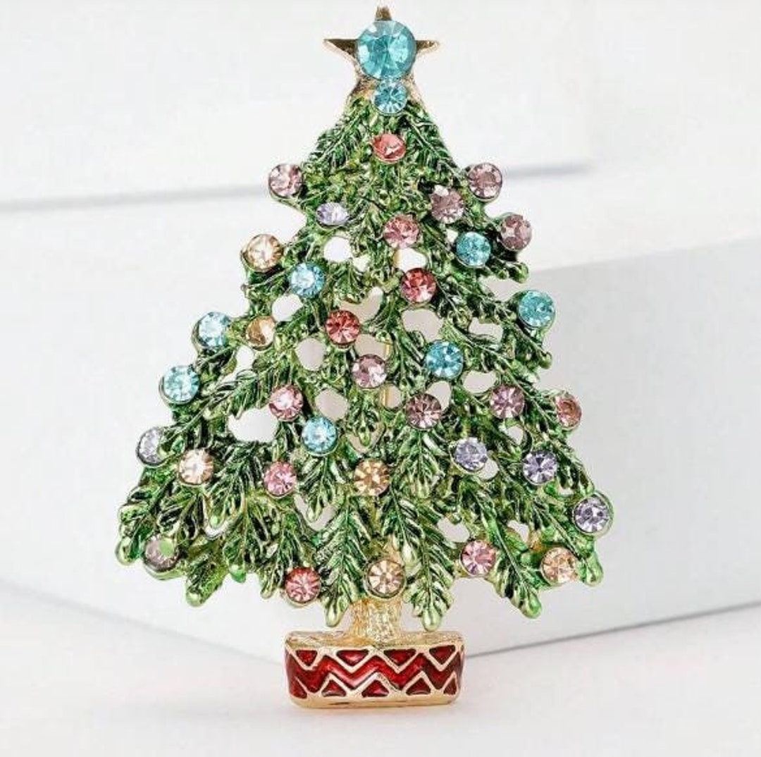 Gs317-brooch Rhinestone Christmas Tree - Etsy