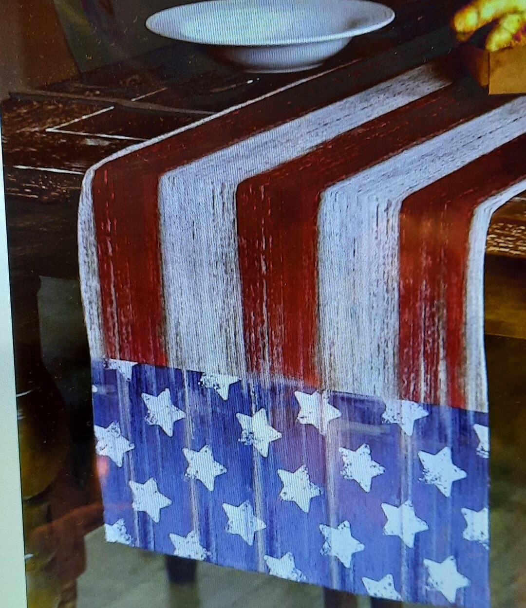TABLE RUNNER- Americana Table Runner W/american Flag Red White Blue 13 ...