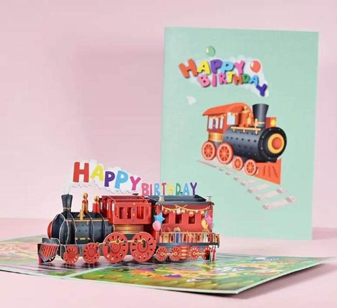 POPUP Card-birthday Card, Train 3D Greeting Card for Birthday, Greeting ...