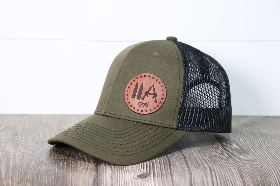 Bullet 2A 1776 Leather Patch Hat 2nd Amendment, Pro Gun, Constitution ...
