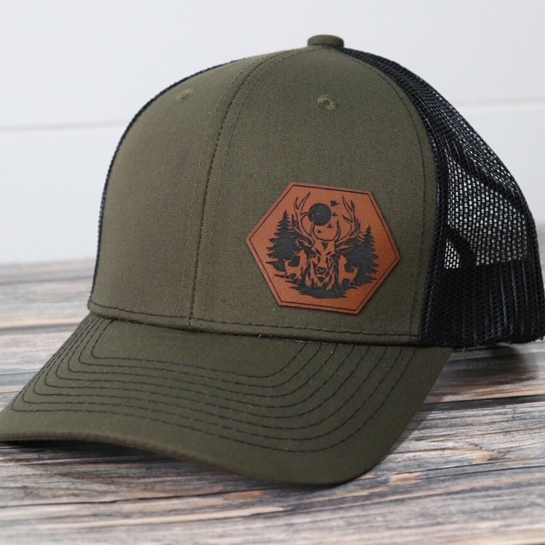 Deer Hunting Leather Patch Hat - Etsy