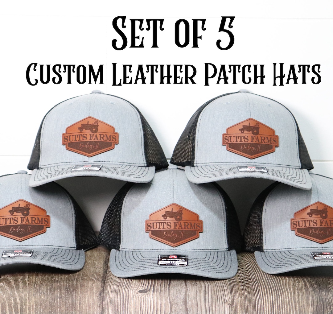 Custom Logo Leather Patch Hat Bundle | FIVE Hats | Small Business - Etsy
