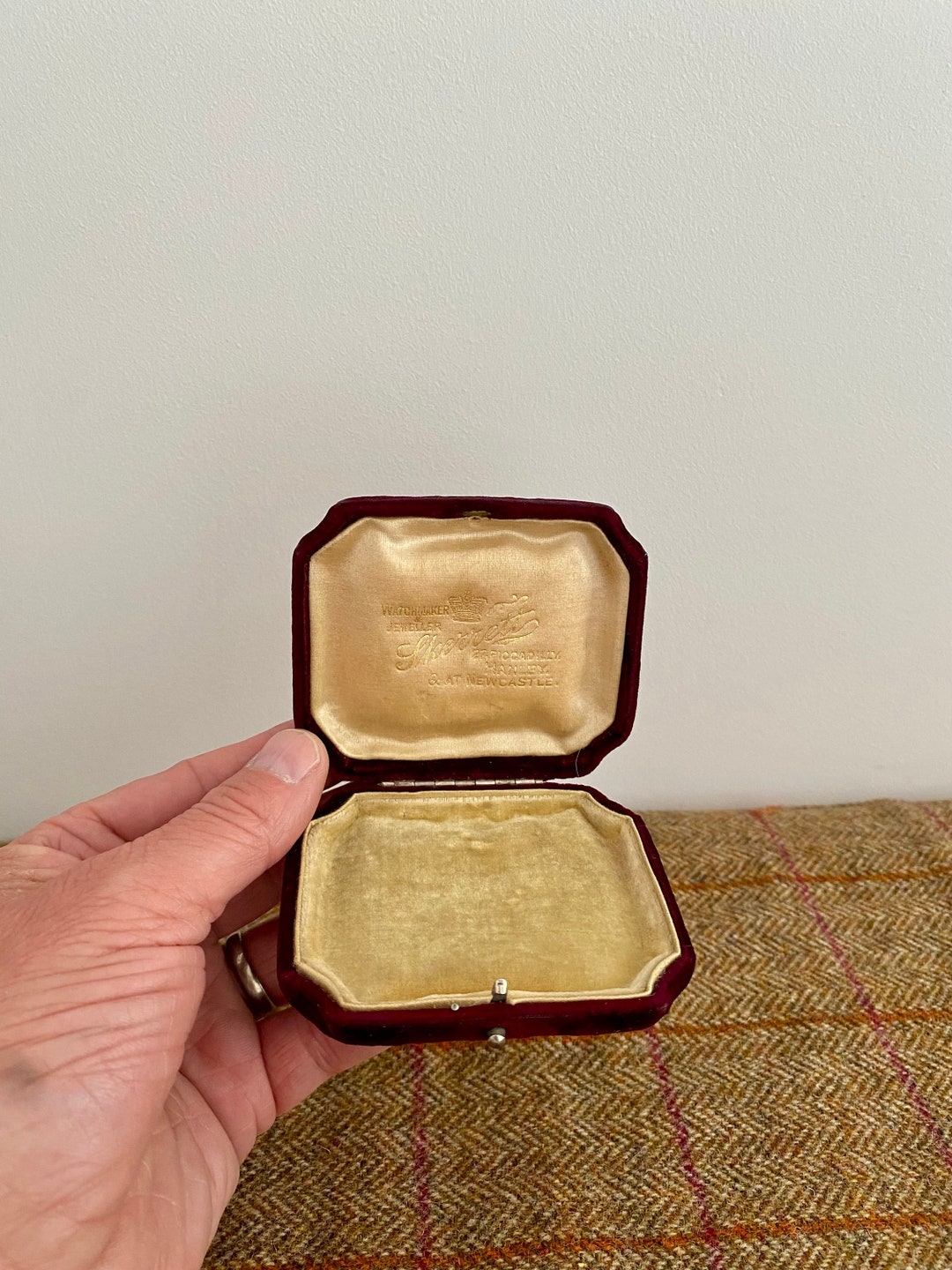 Antique Velvet Jewelry Box. Vintage Jewellery Box - Etsy