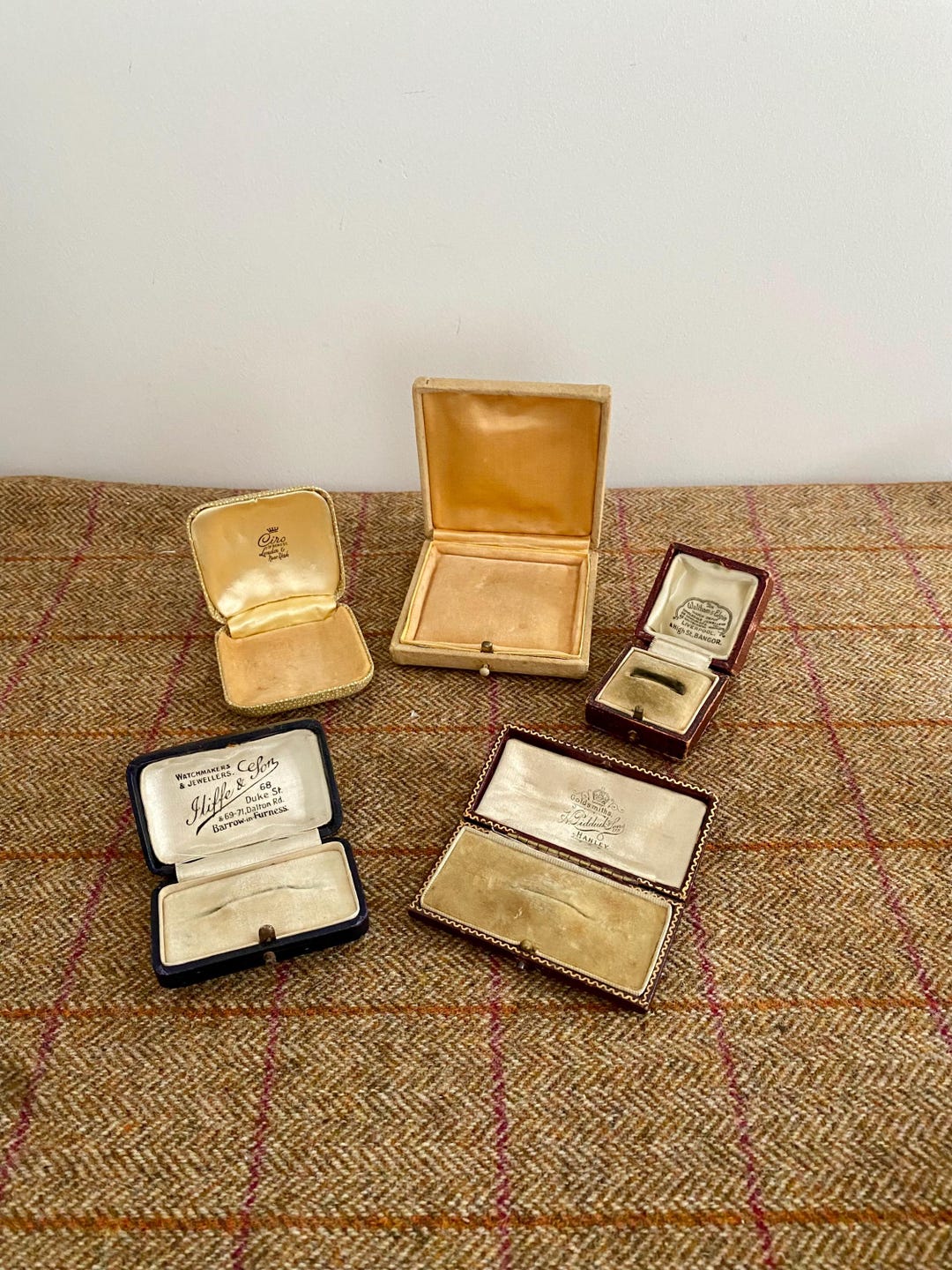 Collection of Five Antique Jewelry Boxes. Vintage Jewellery Cases ...