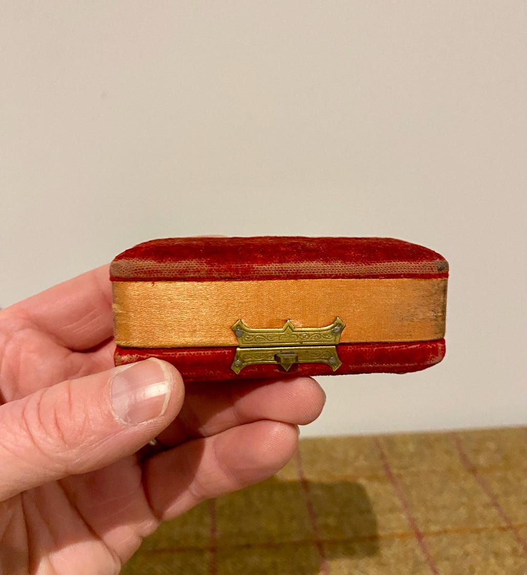 Velvet Antique Jewelry Box. Unusual Vintage Jewellery Box. Antique ...