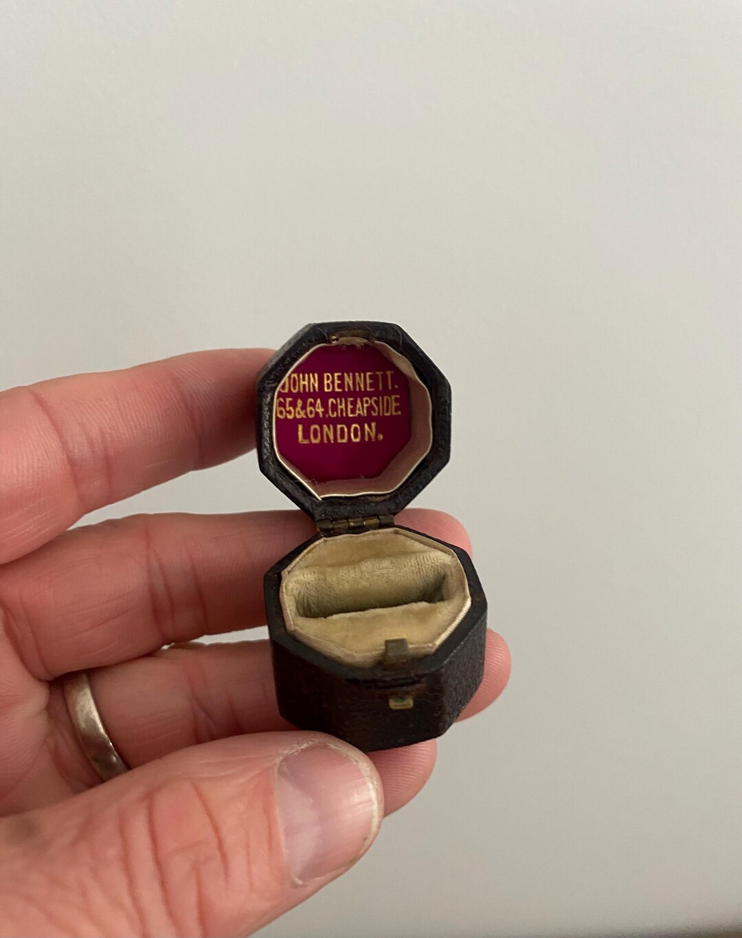 Unusual Antique Leather Ring Box. Small Vintage Ring Box. London ...