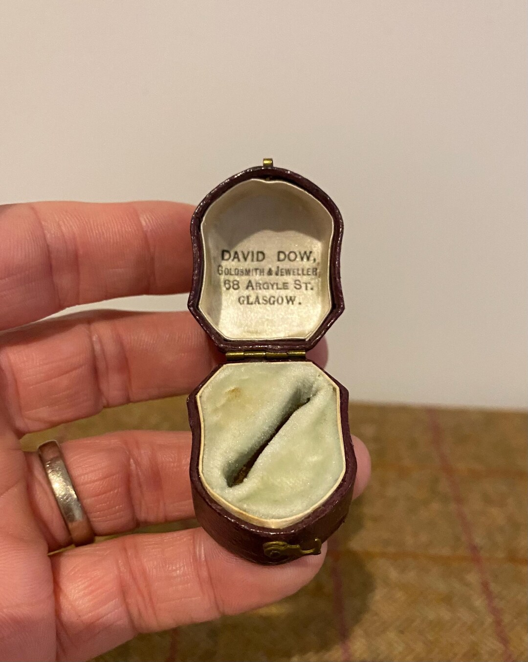 Unusual Leather Victorian Ring Box. Shield Shaped Vintage Ring Box ...