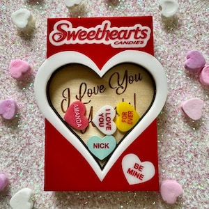 Classic Sweethearts Candy Valentine PERSONALIZED Hearts. Acrylic Custom ...