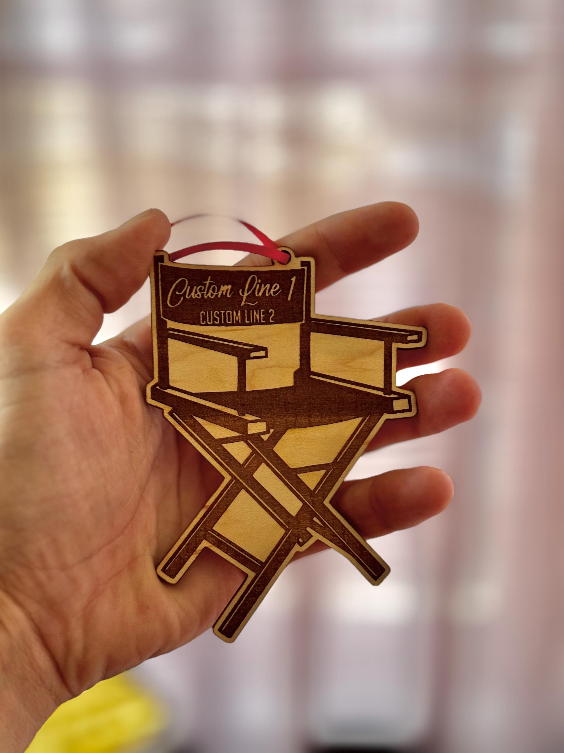 Personalized Director's Chair Christmas Ornament: Engraved Wood Film ...