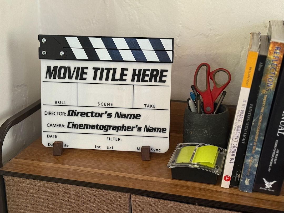 Film Slate Display Stand: Laser Cut Walnut Plywood or Acrylic Base - Etsy