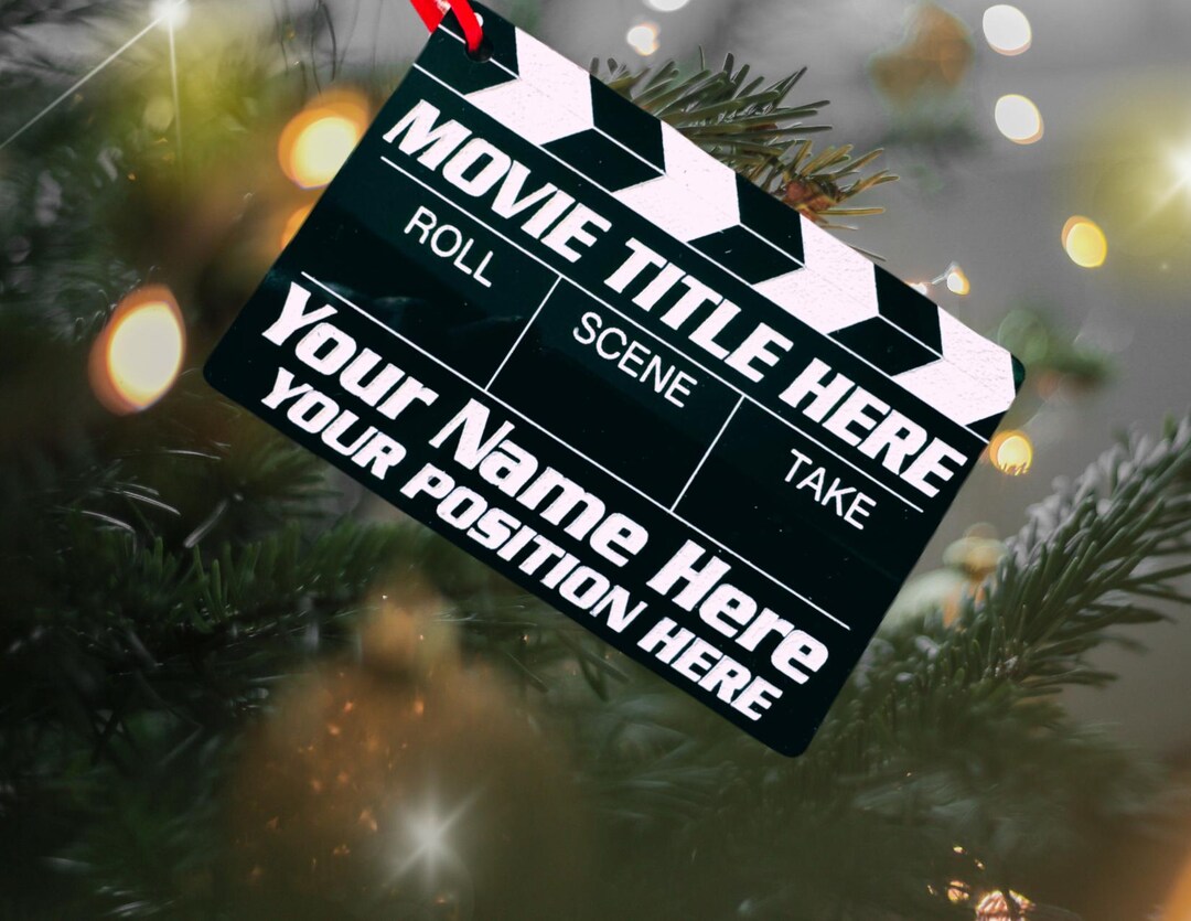 Personalized Movie Slate Christmas Ornament - Custom Engraved Black ...