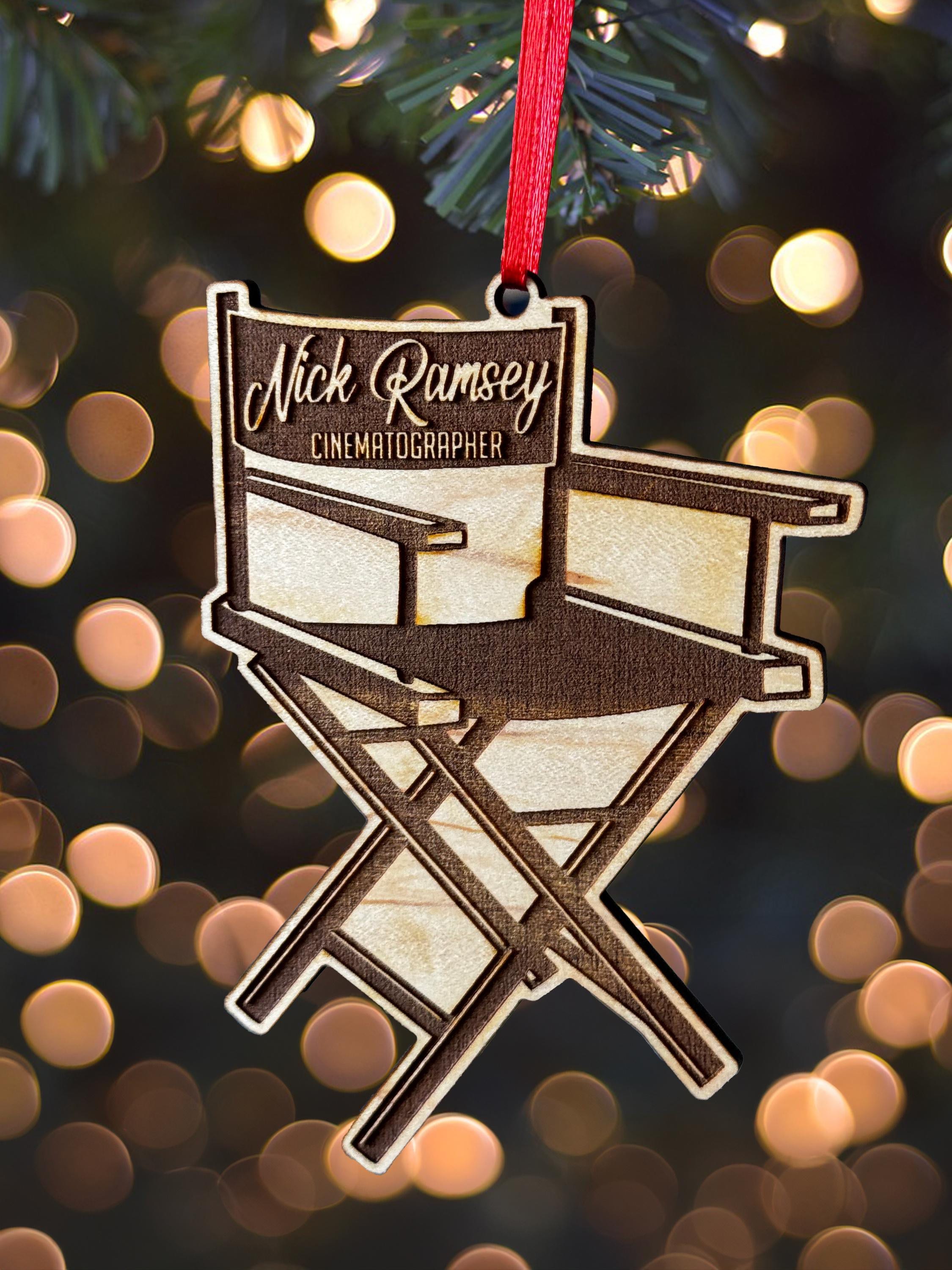 Personalized Director's Chair Christmas Ornament: Engraved Wood Film ...