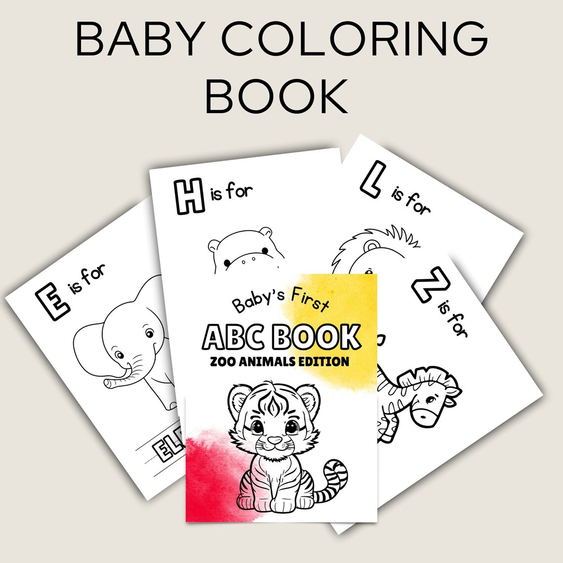 A-Z Baby Coloring Zoo Animal's Book - Etsy
