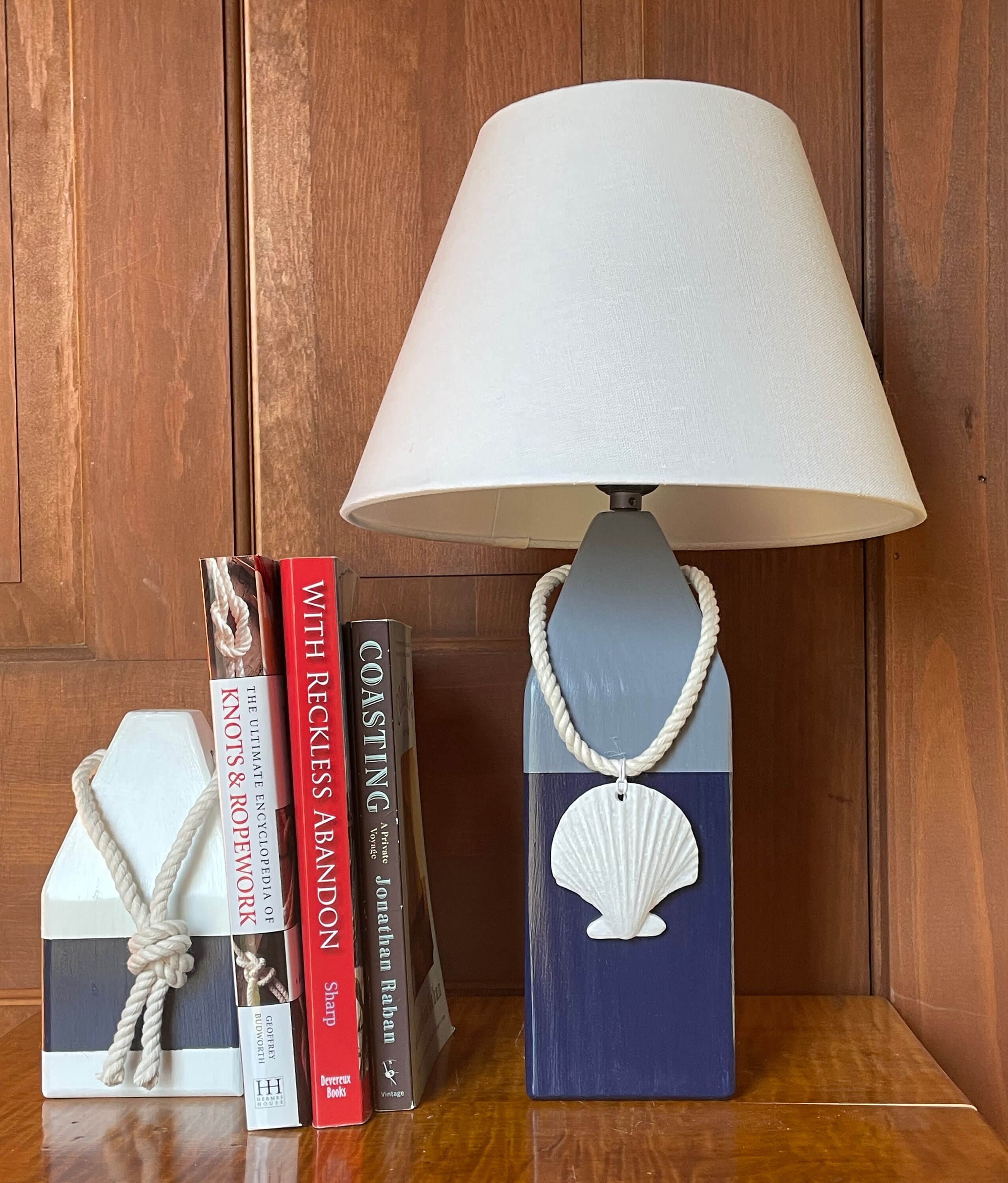 Lobster Buoy Lamp, Navy Blue / Grey Lobster Buoy, Nautical Lighting ...