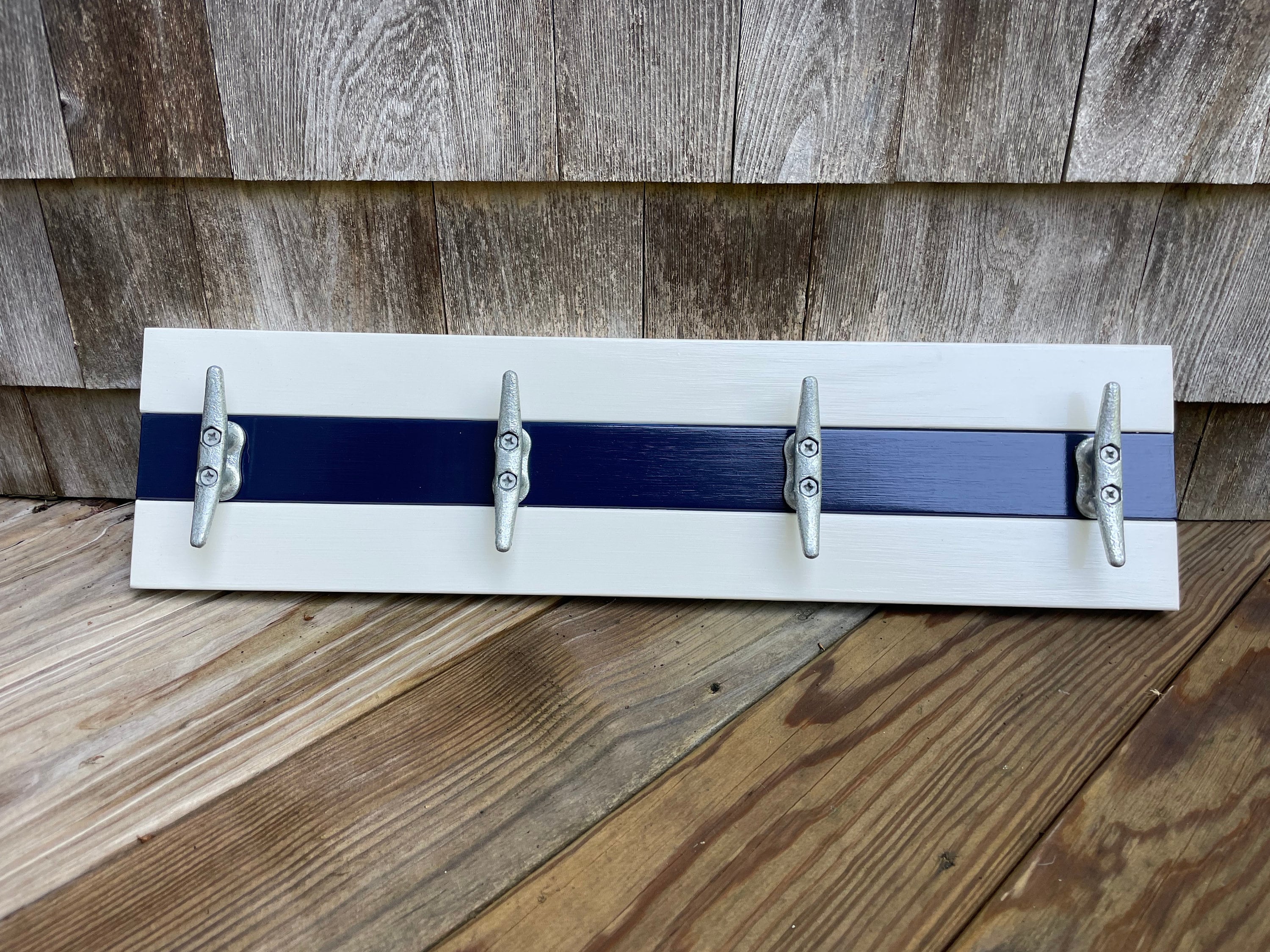 Boat Cleat Coat Rack, Nautical Towel Rack, Hat Rack, Key Hooks, White ...