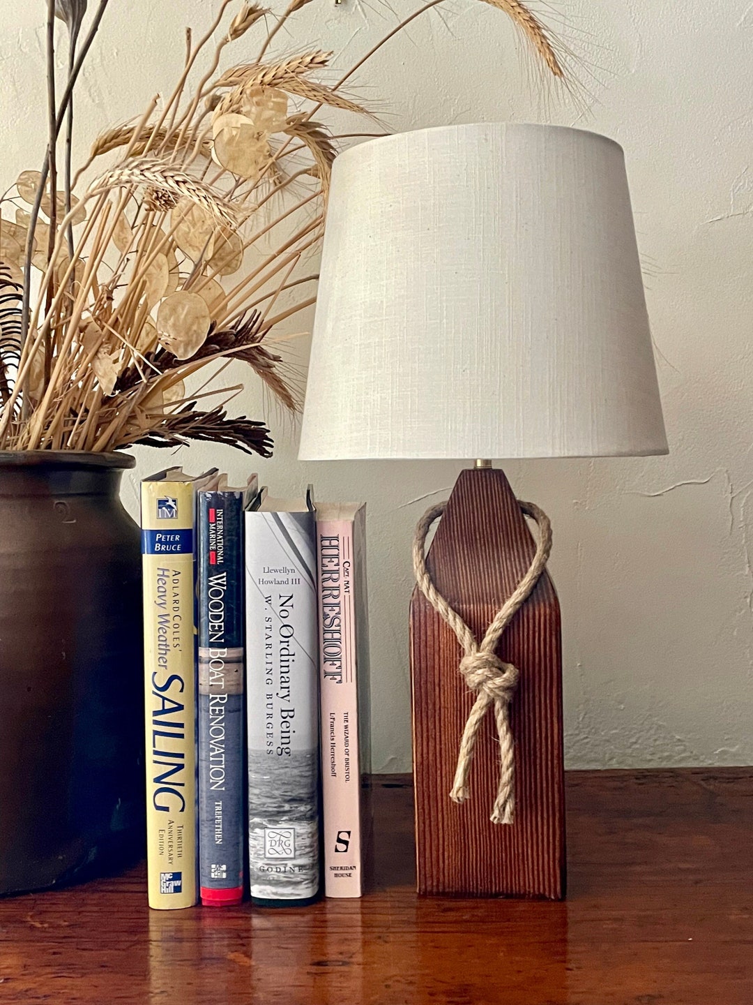 Lobster Buoy Lamp, Wooden Lobster Trap Buoy, Nautical Lighting, Coastal ...