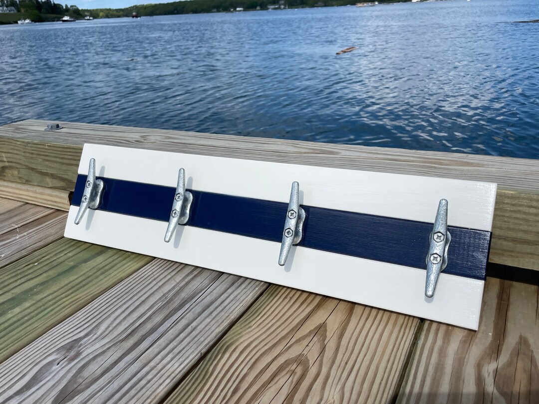 Boat Cleat Coat Rack, Nautical Towel Rack, Hat Rack, Key Hooks, White ...