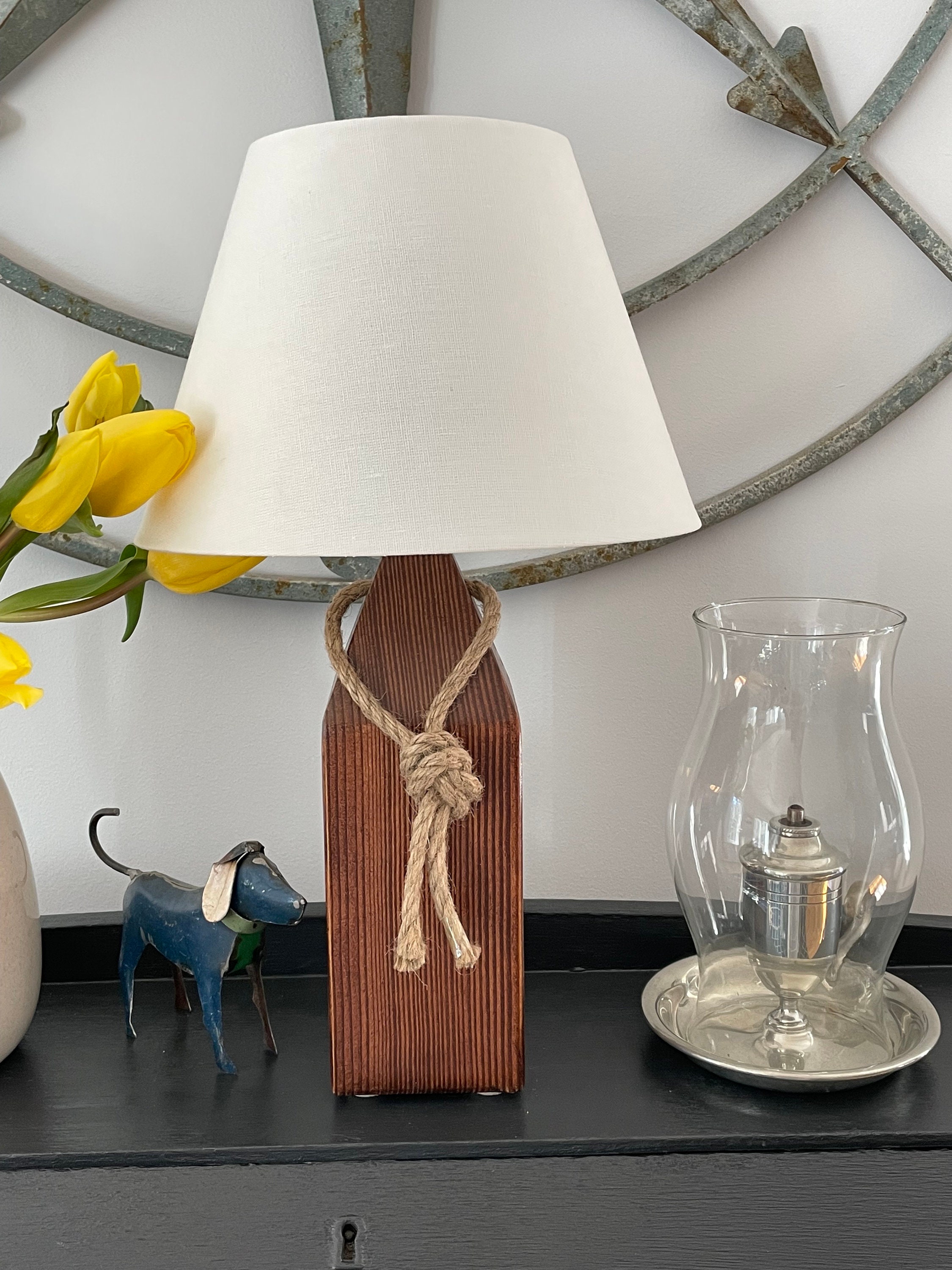 Lobster Buoy Lamp, Wooden Lobster Trap Buoy, Nautical Lighting, Coastal ...