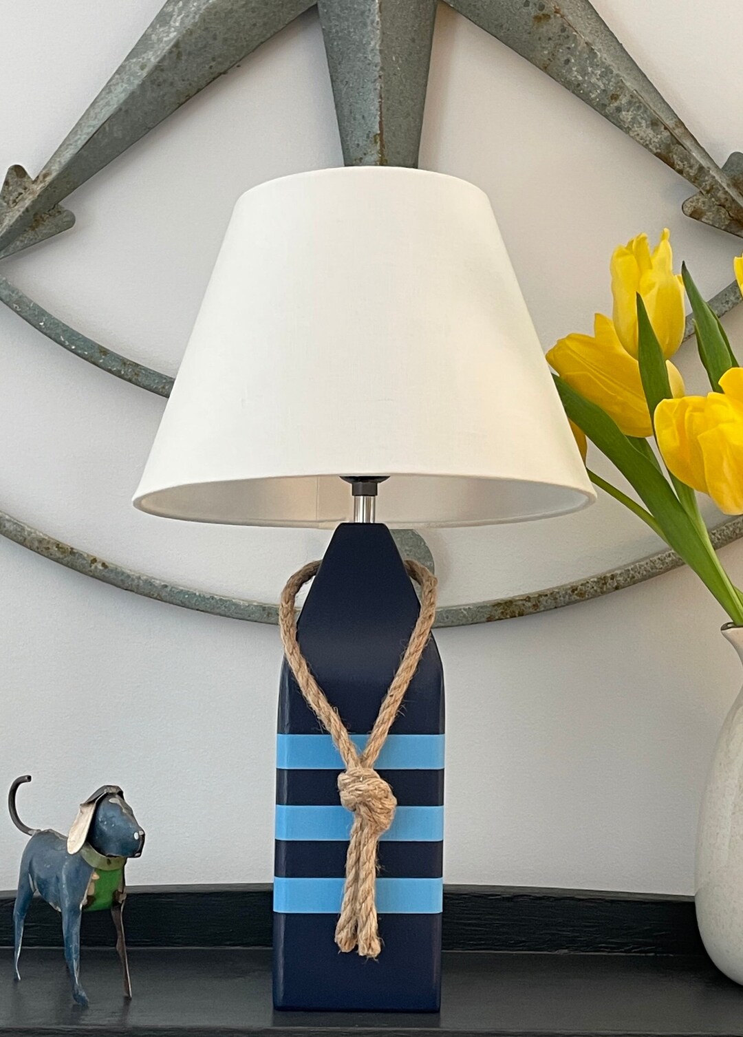 Lobster Buoy Lamp, Navy Blue and Light Blue, Lobster Trap Buoy ...