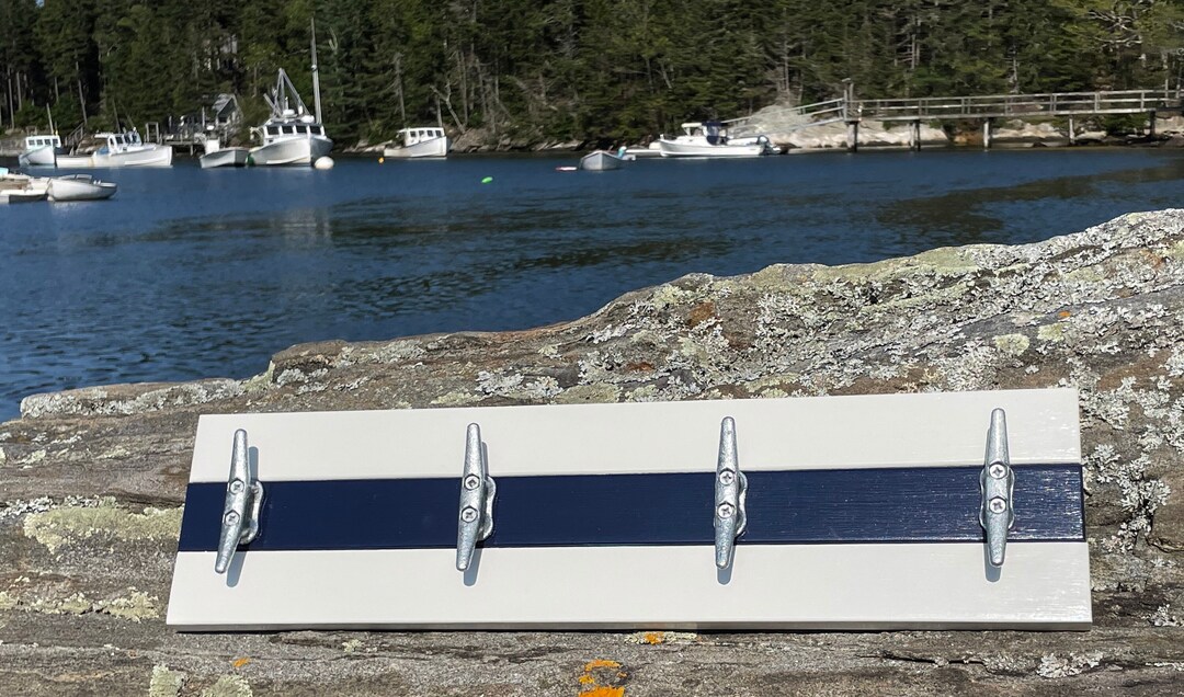 Boat Cleat Coat Rack, Nautical Towel Rack, Hat Rack, Key Hooks, White ...