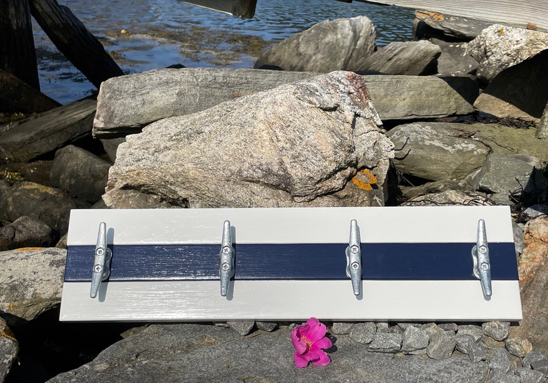 Boat Cleat Coat Rack, Nautical Towel Rack, Hat Rack, Key Hooks, White ...