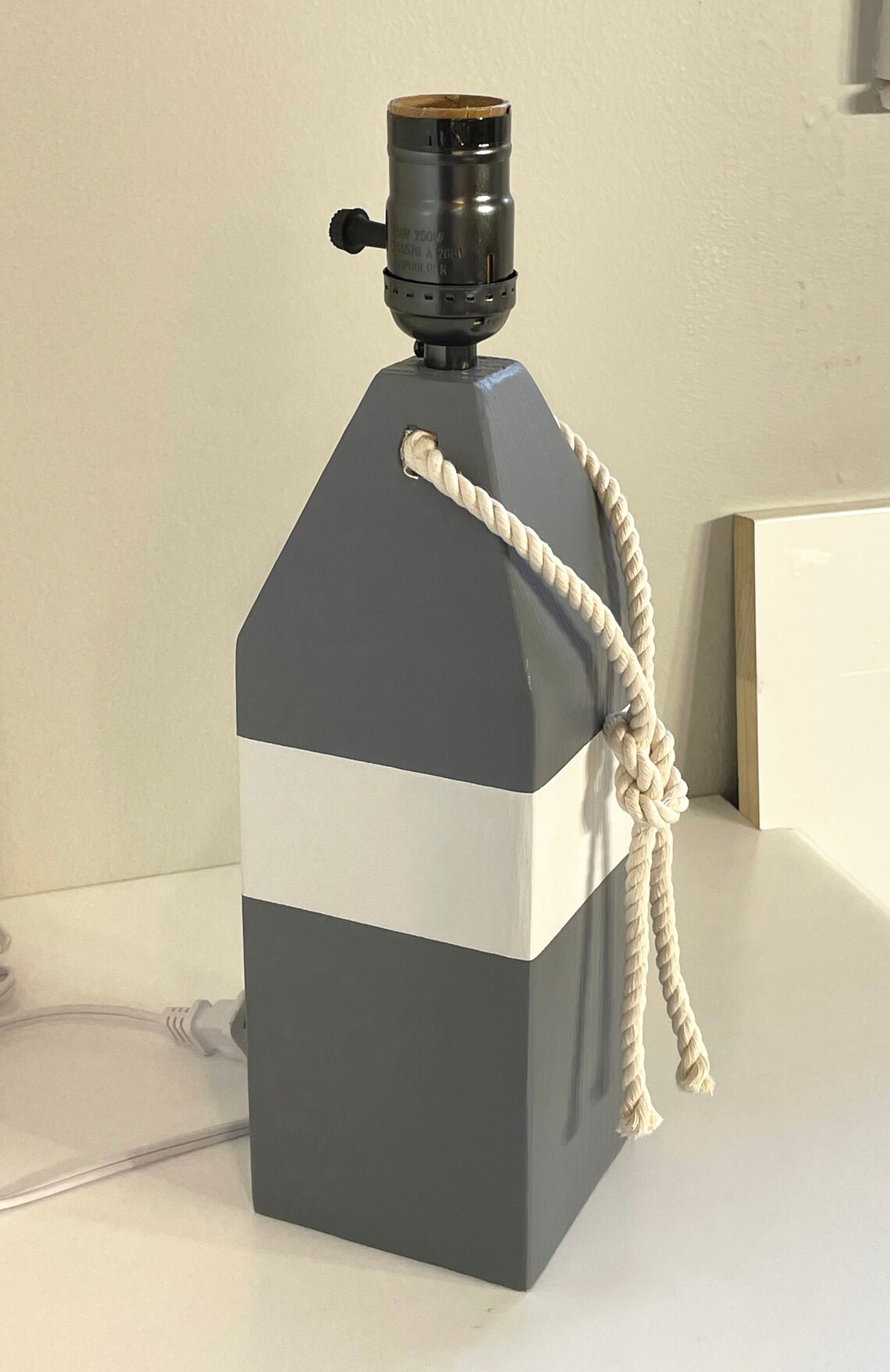 Lobster Buoy Table Lamp: Coastal Lighting; Nautical Light; Grey and ...