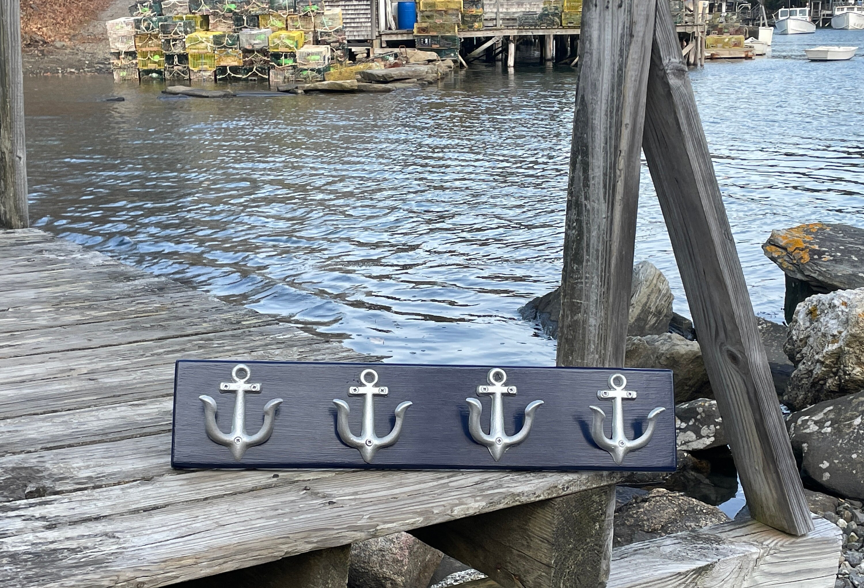 Nautical Coat / Towel Rack, Anchor Hook, Coastal Cottage Decor, Beach ...