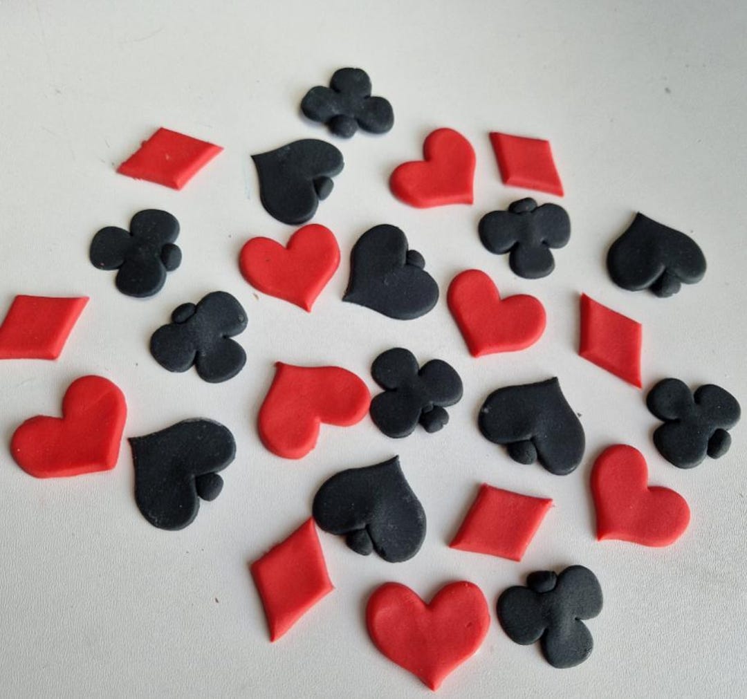 25 Edible Playing Cards/casino Suits Cake/cupcakes Toppers,fondant ...