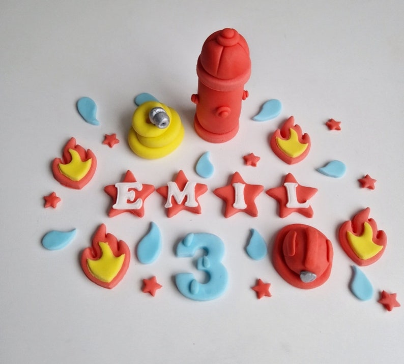 Edible Fire Engine Cake Topper,birthday Party Fondant Decoration - Etsy