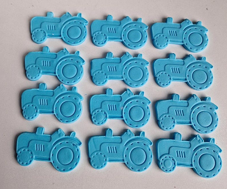12 Tractor Edible Cupcake Toppers,party Icing Fondant Decorations - Etsy