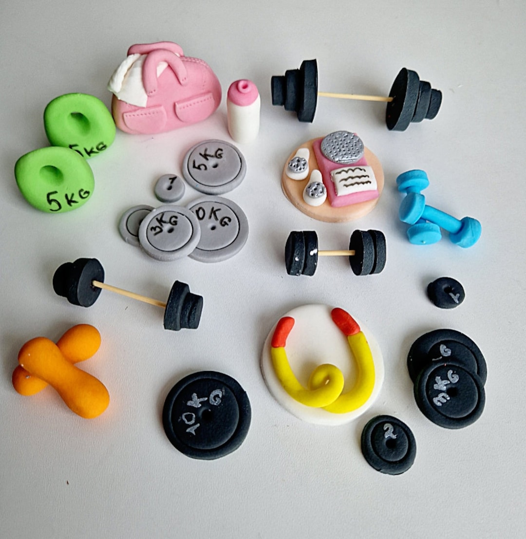 Edible Gym Equipment Cake Toppers,handmade Fondant Decorations - Etsy
