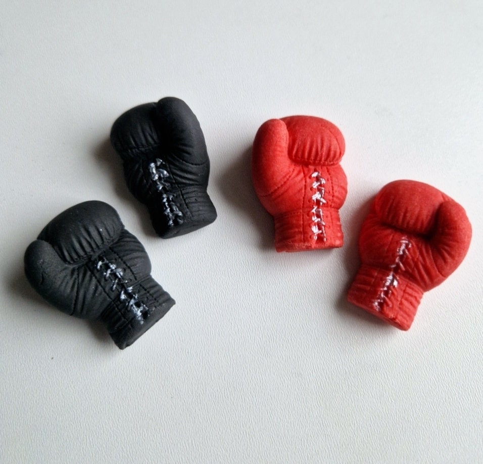 12 Edible Boxing Gloves Cake/cupcakes Toppers,fondant Icing Decorations ...
