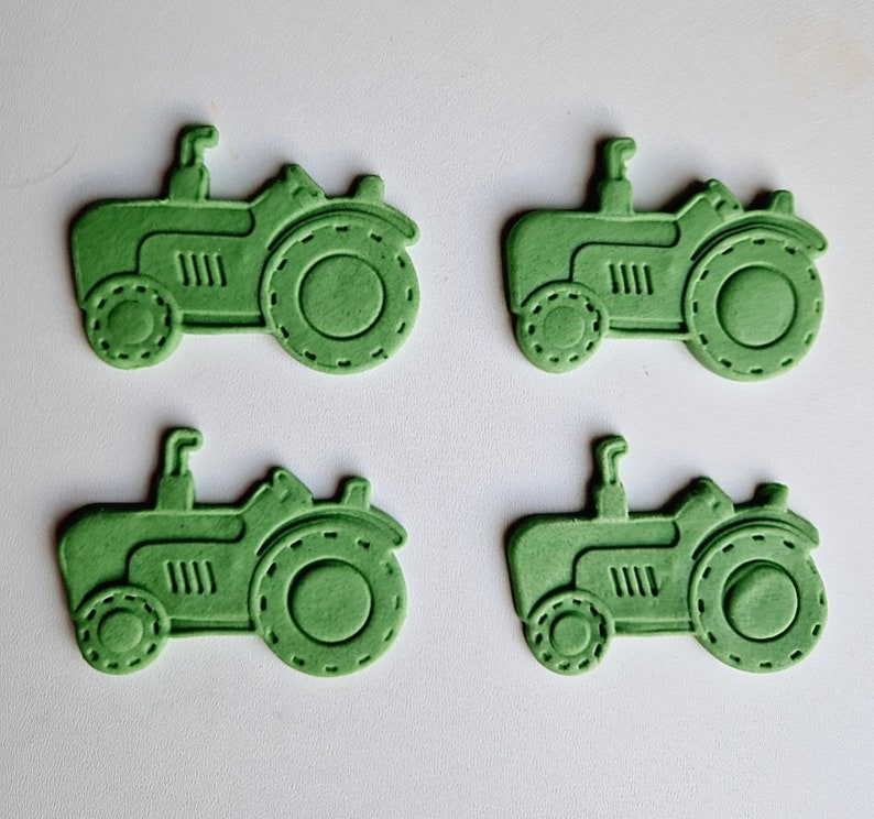12 Tractor Edible Cupcake Toppers,party Icing Fondant Decorations - Etsy